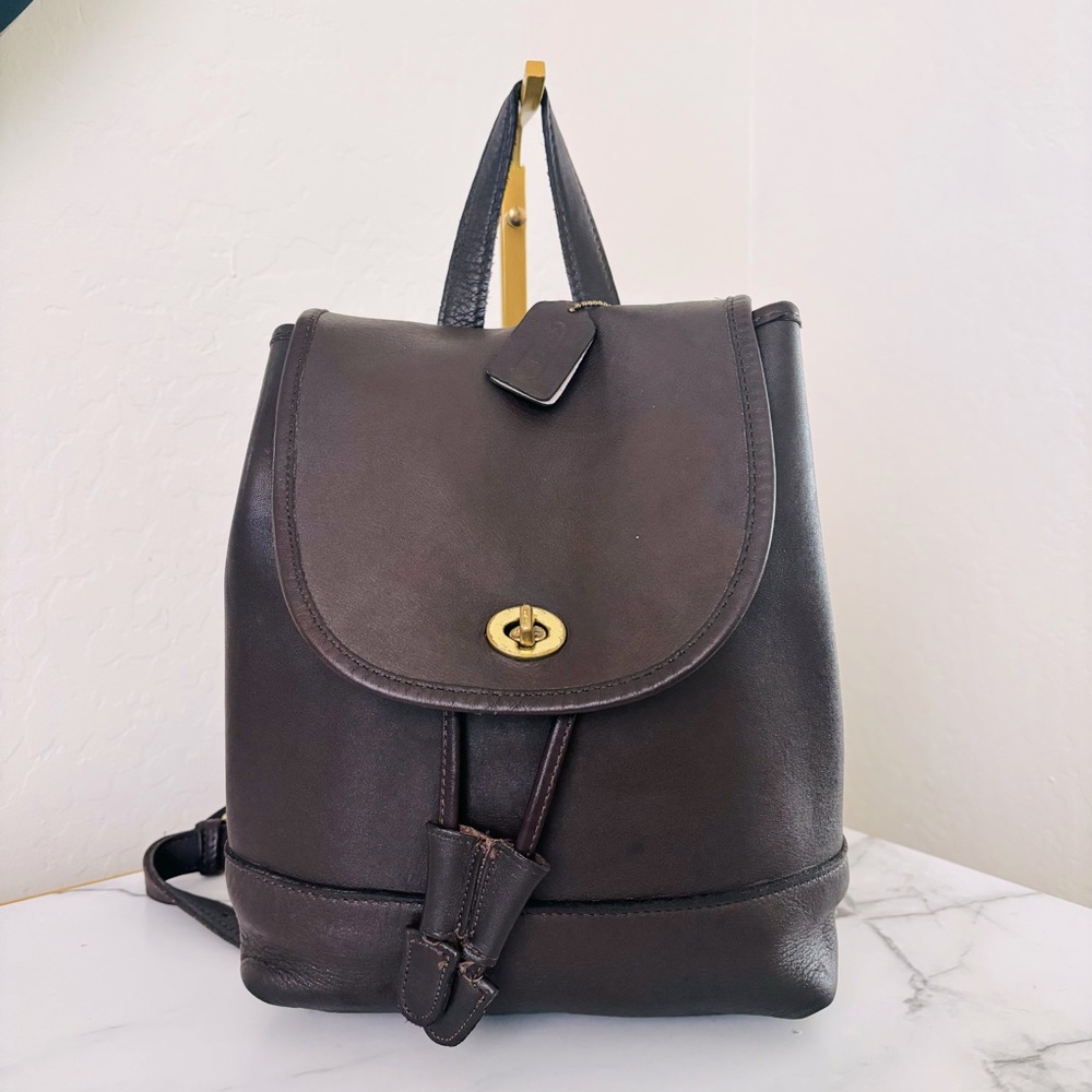 Vintage Coach 1990 Dark Brown Leather Backpack Style … - Gem